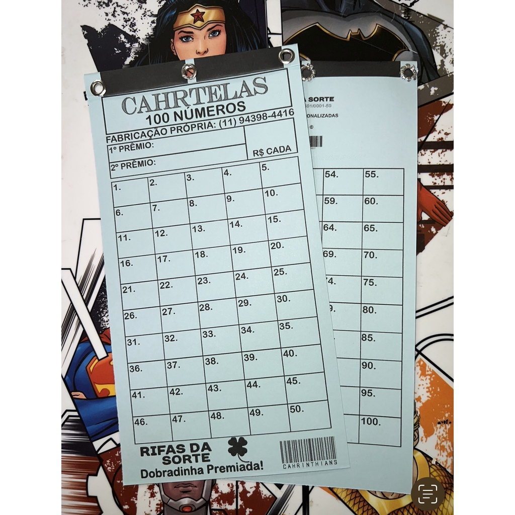 Cartela De Rifa 100 Números, 2 Prêmios Em 2 Aberturas Pct C/ 10 Unidades | Shopee Brasil