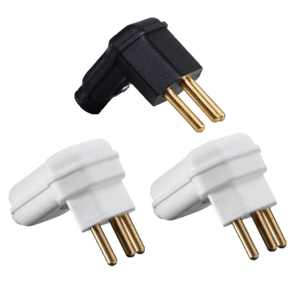 3 Plug Plugue Macho 3 Pinos 90 Graus Preto Branco Margirius | Shopee Brasil