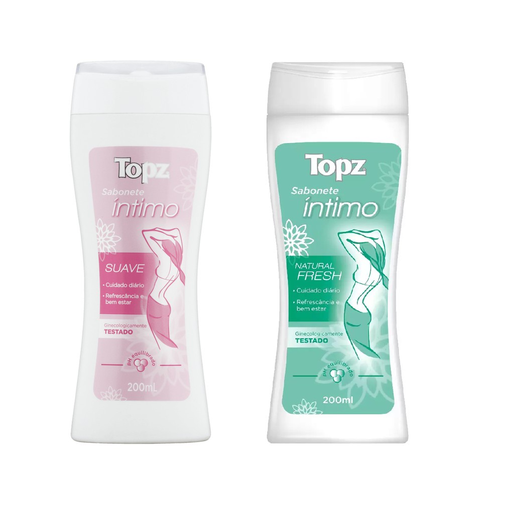 Sabonete Intimo Feminino Liquido - Topz 200ml - Suave ou Natural Fresh ...