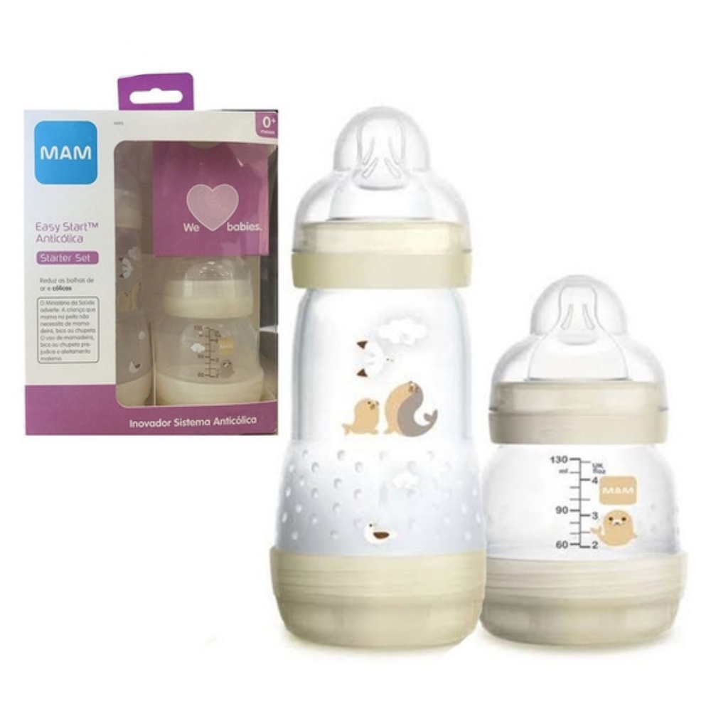 Kit De Mamadeiras Mam Easy Star De 130ml E 260ml Neutra | Shopee Brasil