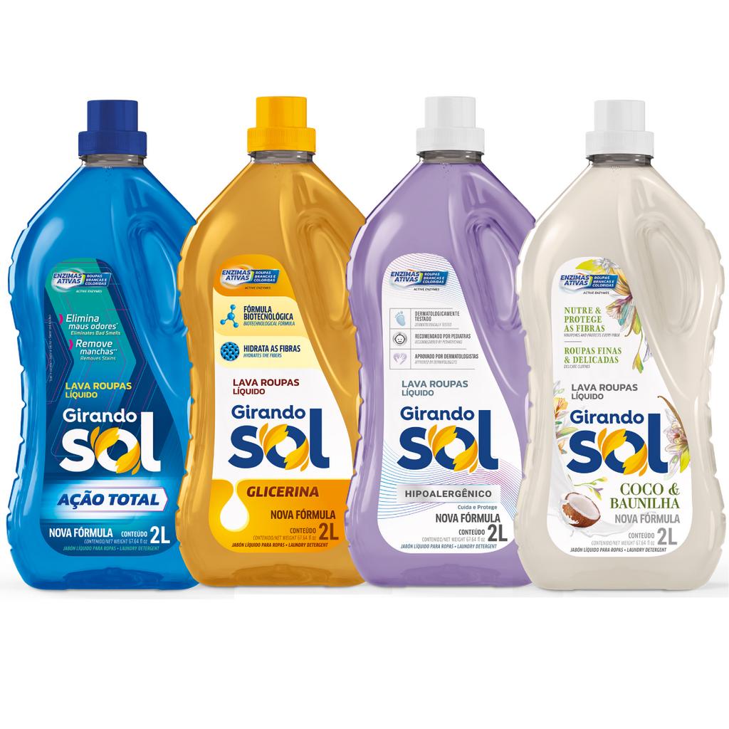 Lava Roupa Sabão Liquido Girando Sol 2 Litros Tipos | Shopee Brasil