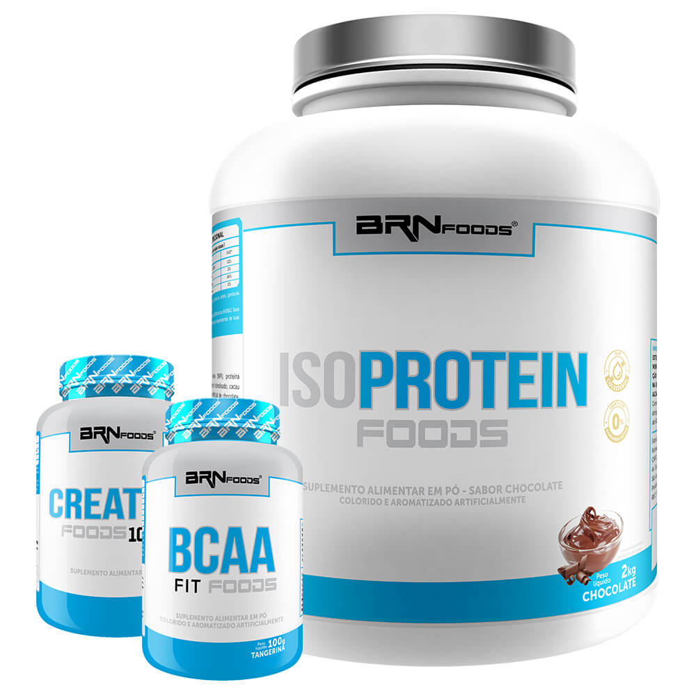 Kit IsoProtein Foods 2kg Chocolate + BCAA Fit Foods 100 gr + Creatine ...