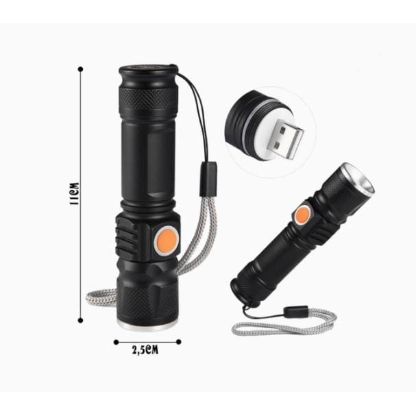 Mini Lanterna Tática Recarregável USB LED T6- Lanternas -DQ-8 | Shopee ...