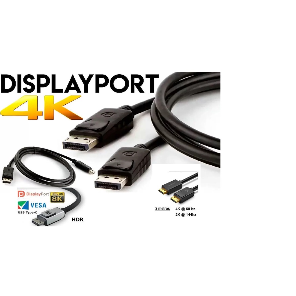 Cabo Displayport macho 4k 8k 2m novo Blindado Cabo Dp X Dp oferta ...
