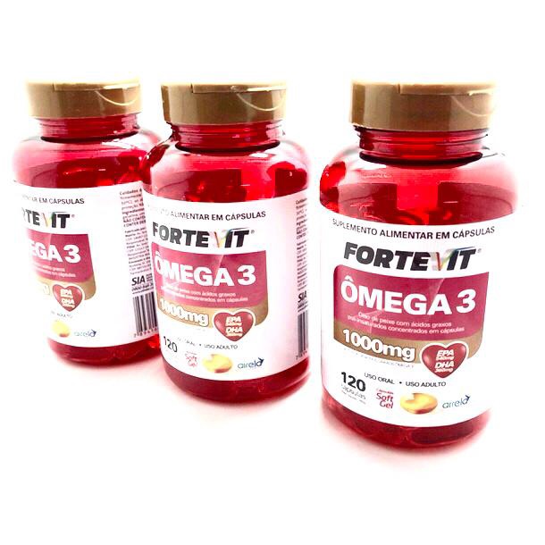 Kit 3 Unid. Ômega 3 1000Mg 120 Cápsulas Cada Fortevit Airela | Shopee Brasil