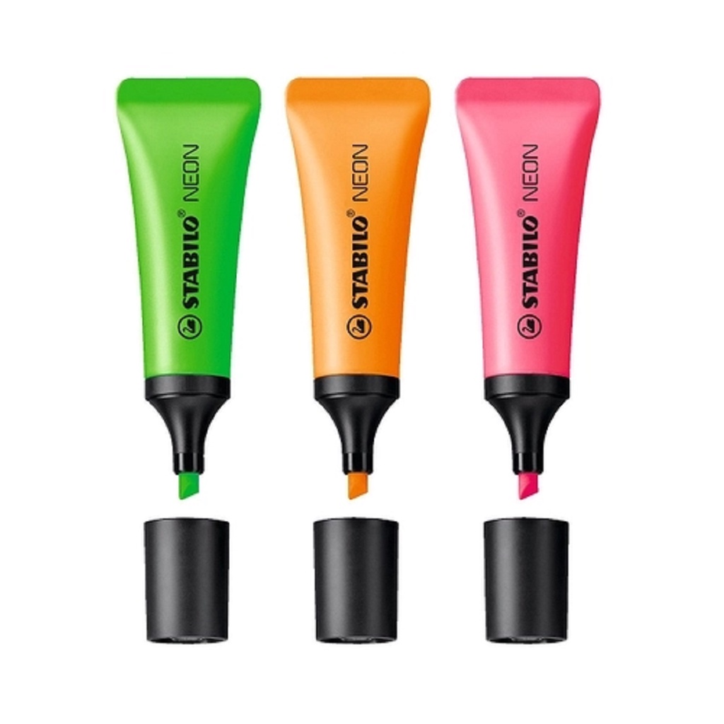 Kit Stabilo Marca Texto Neon Bisnaga Com 3 Cores Original | Shopee Brasil