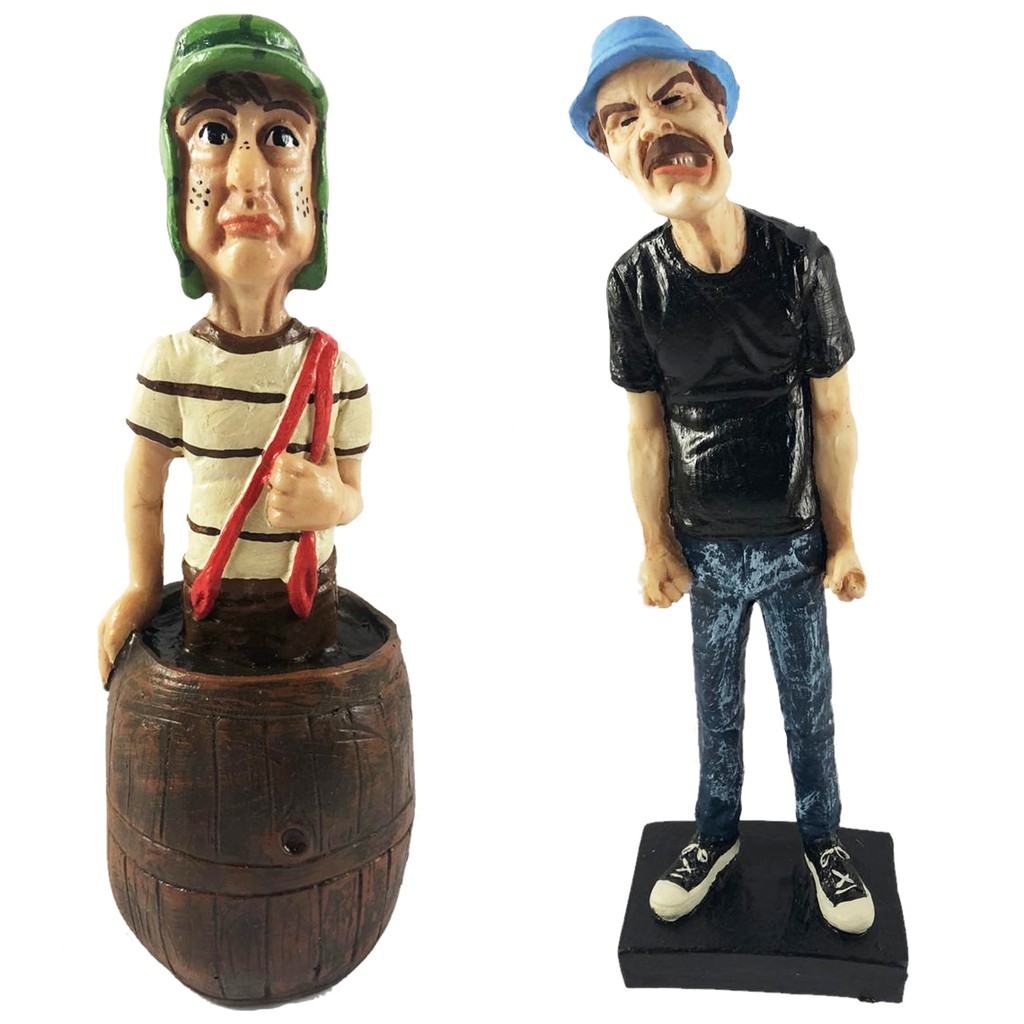 2 Peças Turma do Chaves Seu Madruga bravo e Chaves no Barril em Resina ...