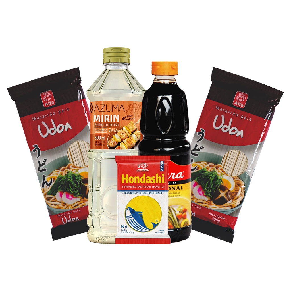 Kit para preparar Udon - Macarrão, Shoyu, Sake e Hondashi | Shopee Brasil