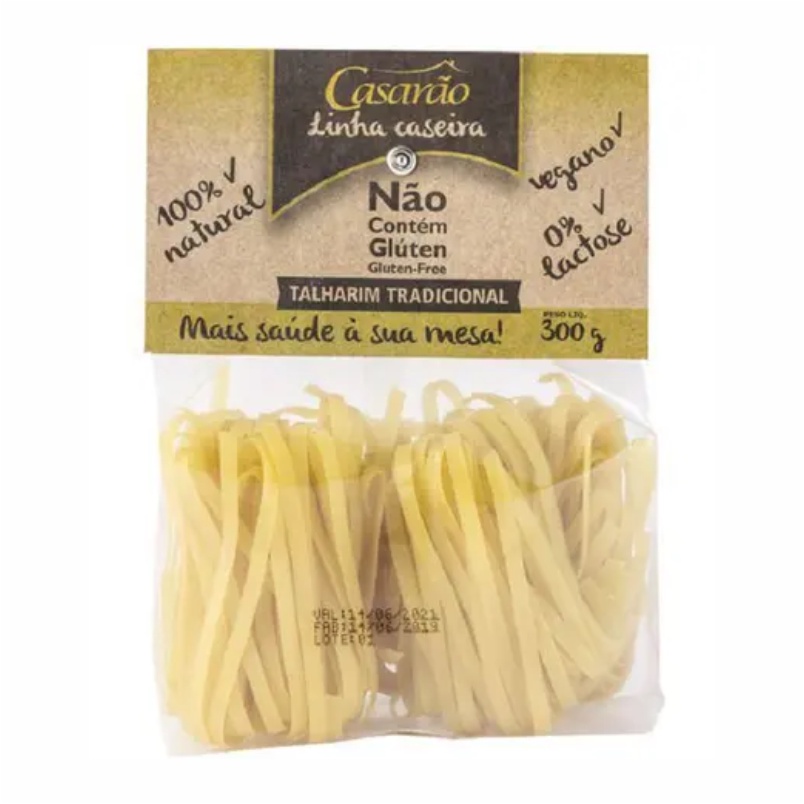 Macarrão Talharim Tradicional Massa Caseira Sem Glúten Casarão 300g ...