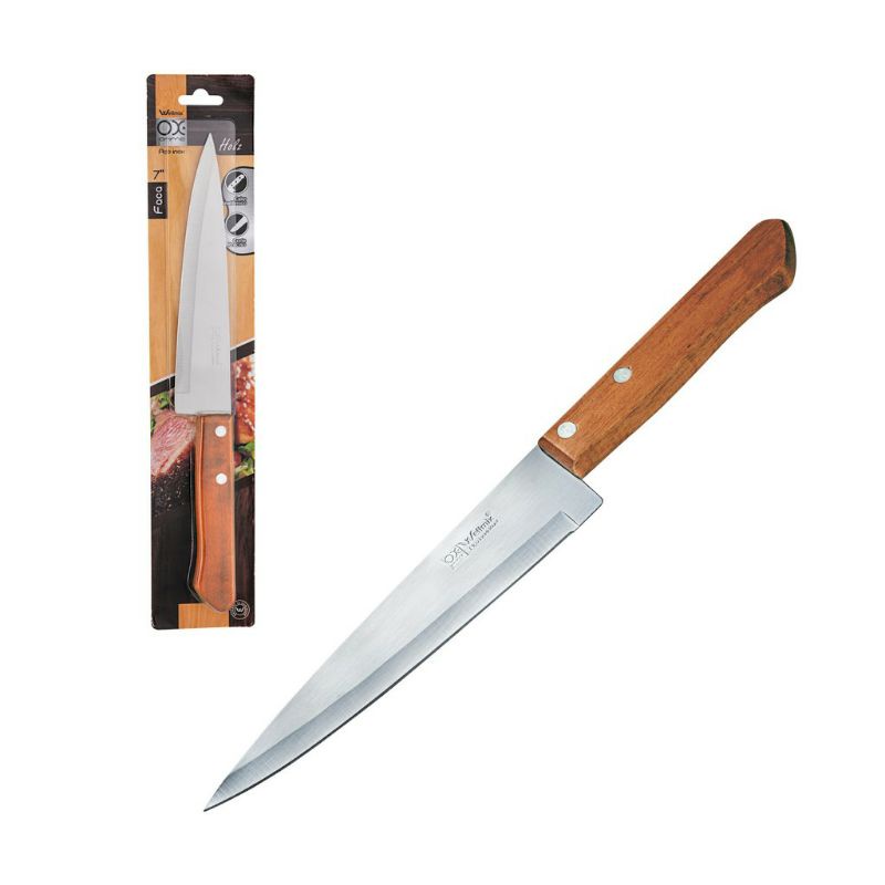 Faca Profissional 8" Em Aço Inox Com Cabo Plástico Cor Madeira / Casa ...