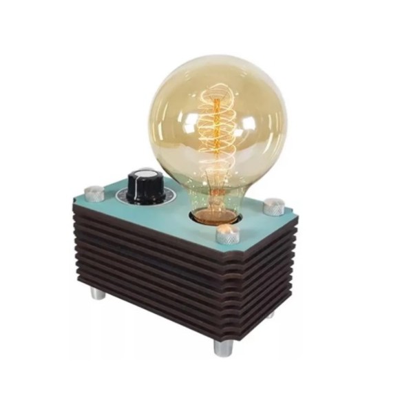Abajur Box Dimerizavel - Industrial Retrô azul lindo + Lâmpada Retrô ...