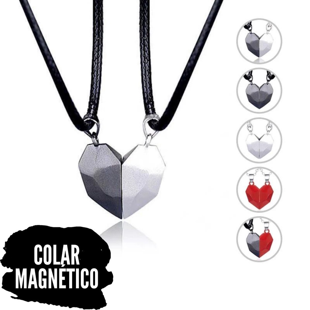 2 peças colar casal magnético amante coração distância emparelhado ...