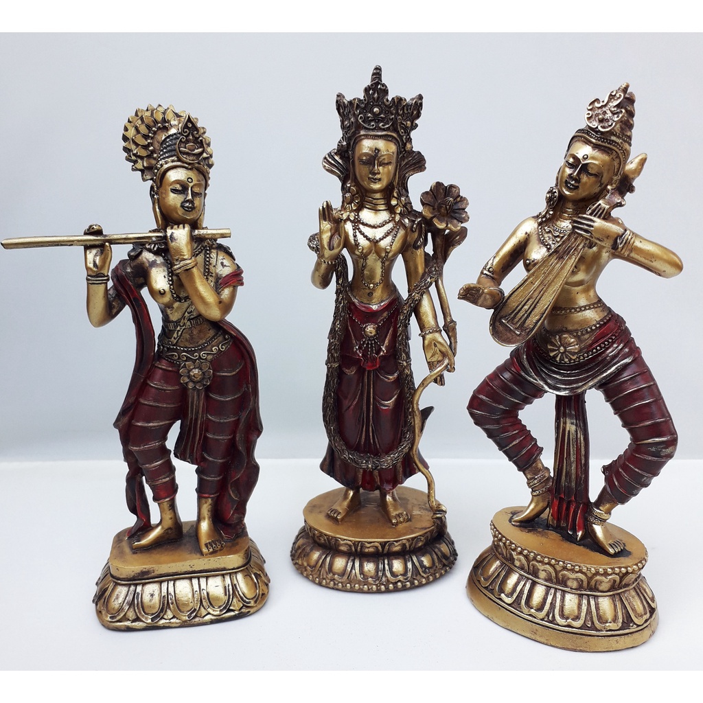 Krishna Lakshmi Sarasvati em resina Kit com 3 peças | Shopee Brasil