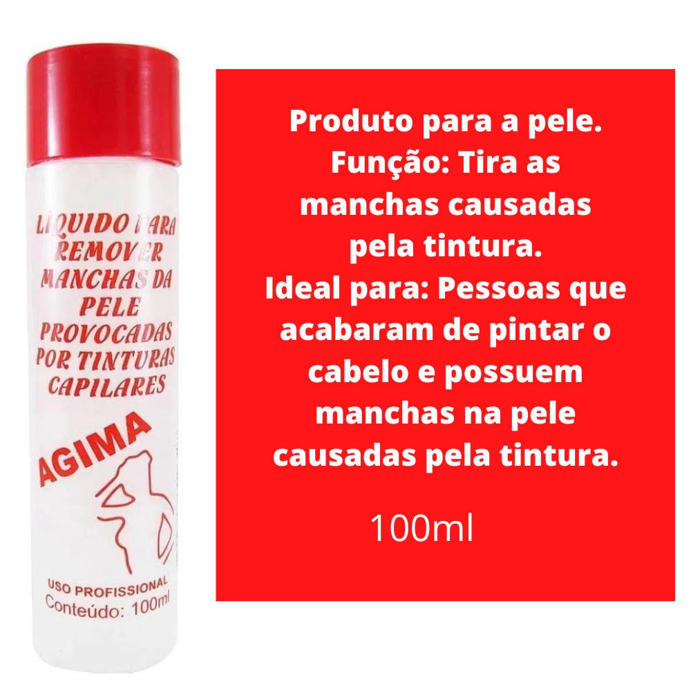 Tira mancha Agima Liquido Removedor de Tinturas na Pele 100ml | Shopee ...