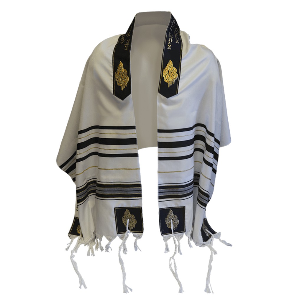 Talit Gadol Elias o Profeta Preto/Dourado Bordado Original de Israel ...