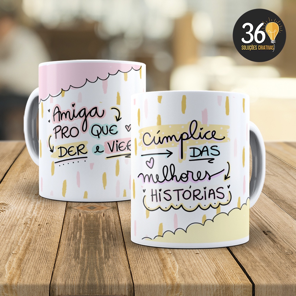 Caneca personalizada amiga - amiga para o que der e vier | Shopee Brasil