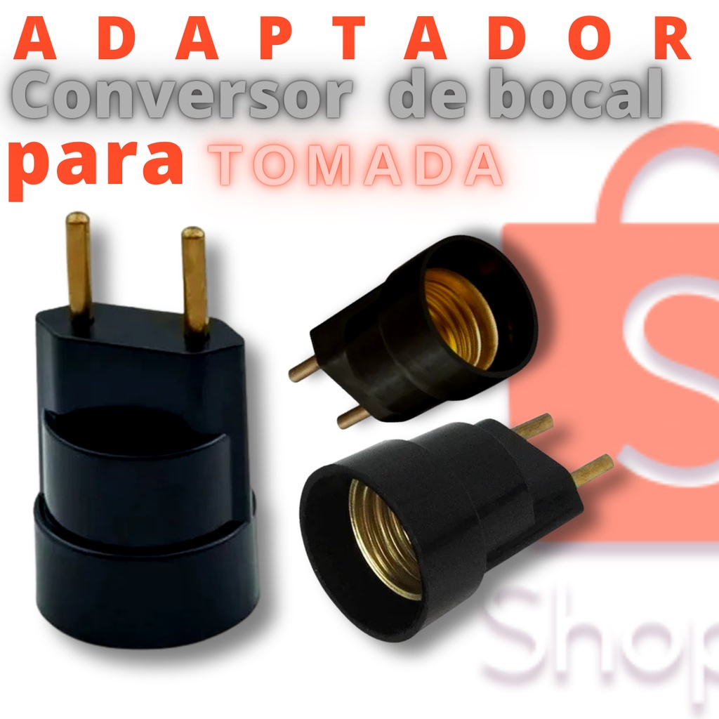 Soquete Pino Porta Lâmpada Adaptador E27 Bocal Tomada Preto Bivolt | Shopee Brasil