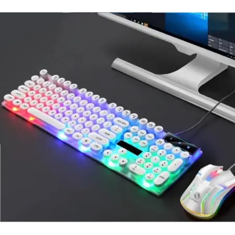 Teclado Teclas Redondas Retro Imunibação Led Rgb Semi Mecanico Gamer ...