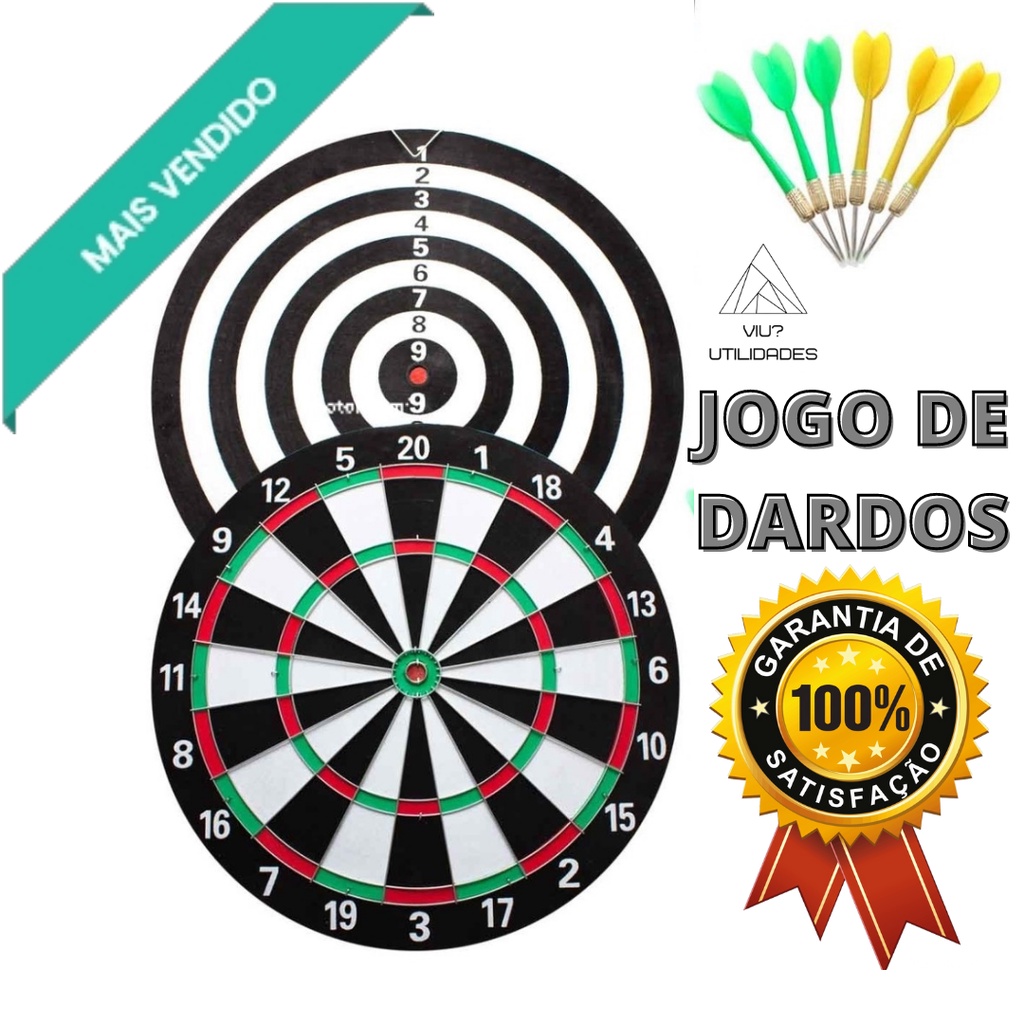 Jogo De Dardos Dupla Face Arremesso Ao Alvo Duplo 4 Dardos Grande 30 Cm