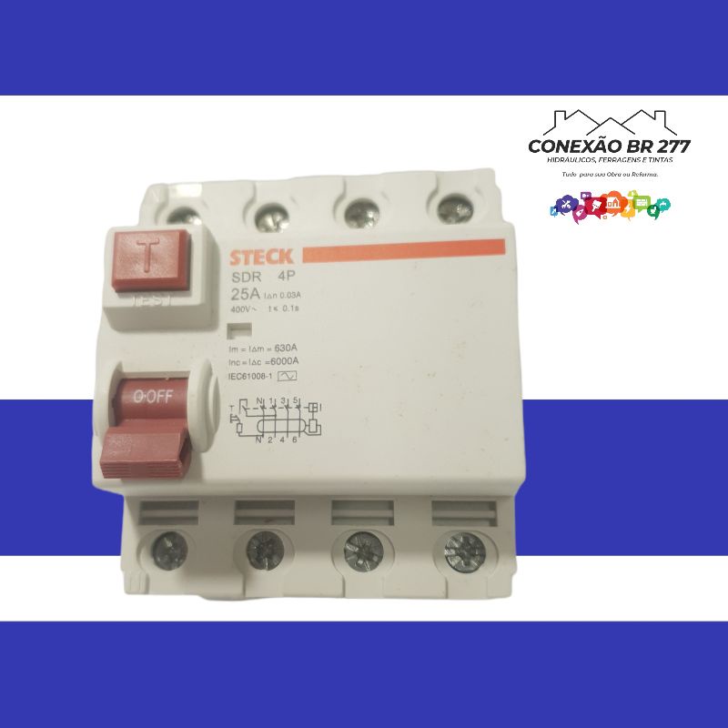 Interruptor Diferencial 4 Polos 25A 30mA STECK | Shopee Brasil