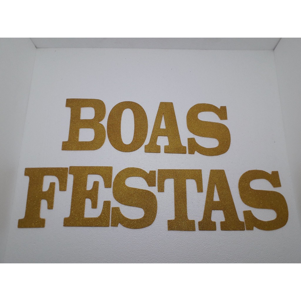 Kit Letras Boas Festas em borracha EVA com glitter cor Dourada | Shopee ...