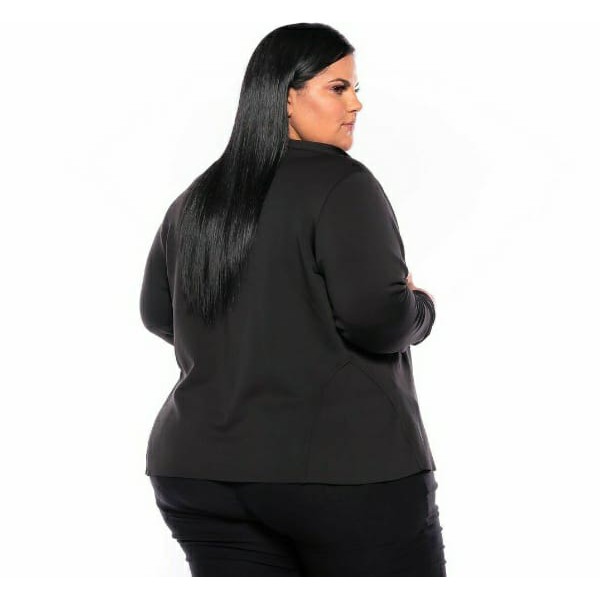Blazer Casaco Preto Plus Size Quentinho Meia Estacao Shopee Brasil