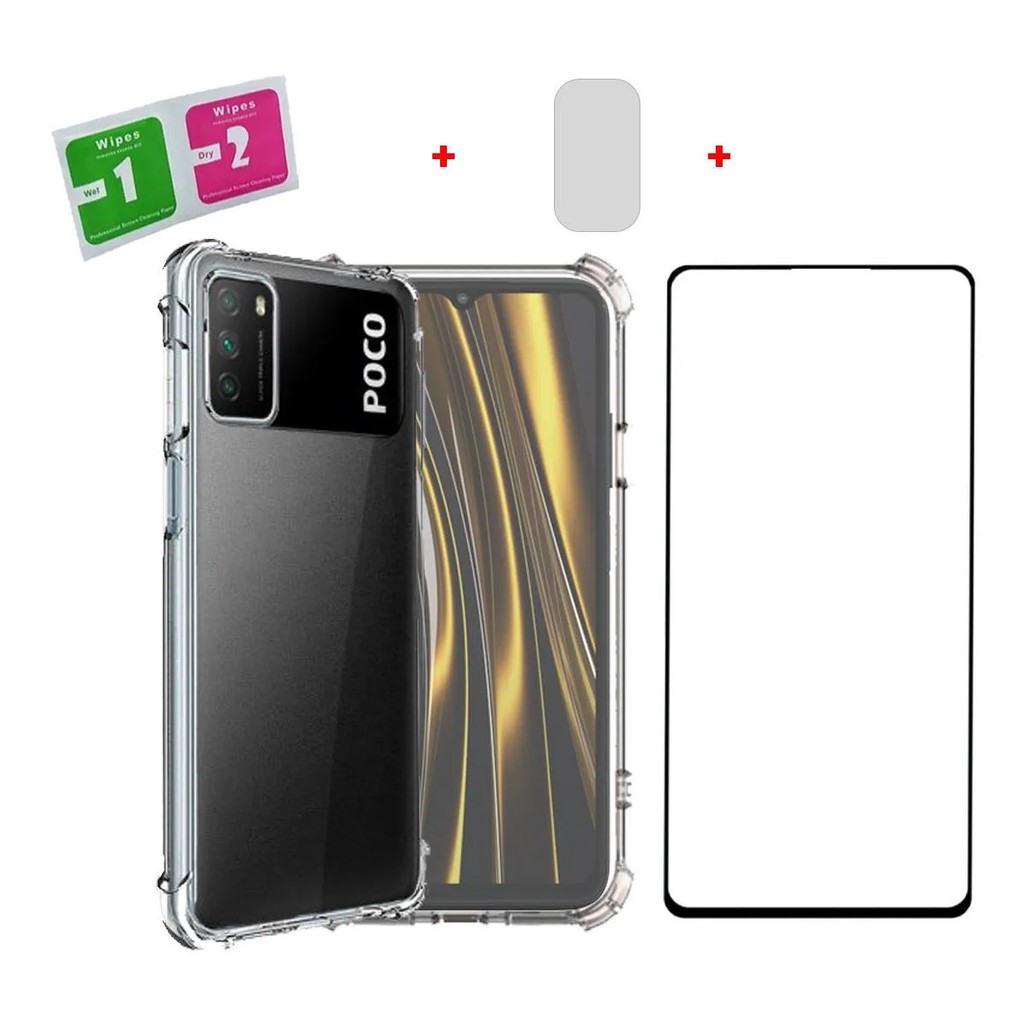 Kit Capa Case Capinha Anti Shock Xiaomi Poco M3 + Pelicula Vidro 3D ...