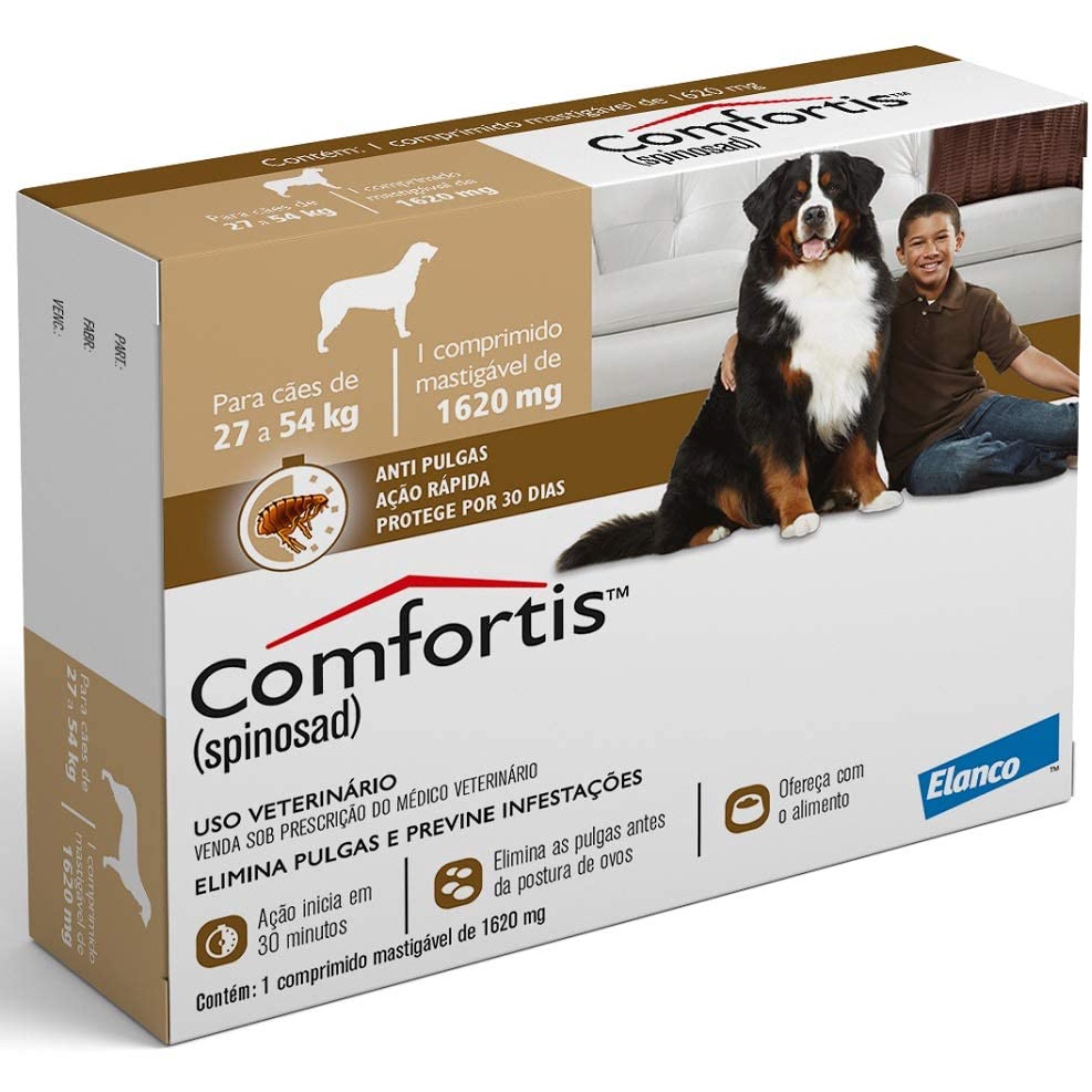 Antipulgas Elanco Comfortis 160mg para Cães de 27 a 54kg - 1 Comprimido ...