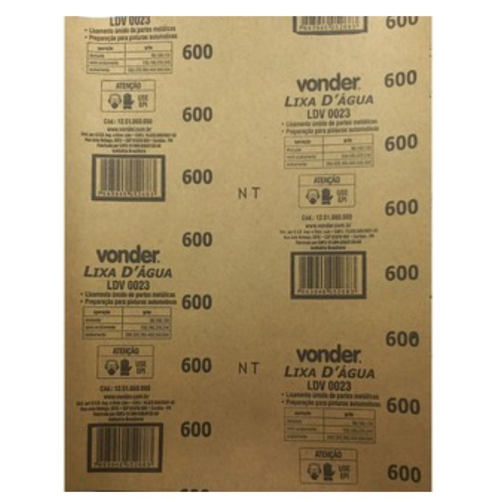 Lixa D'Água Grão 600 Vonder | Shopee Brasil