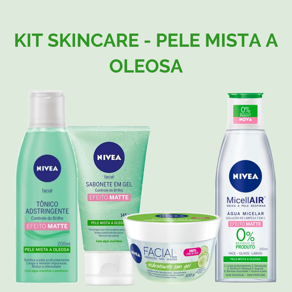 Kit Nivea Efeito Matte Controle De Brilho + Hidratante Gel Skin Care ...