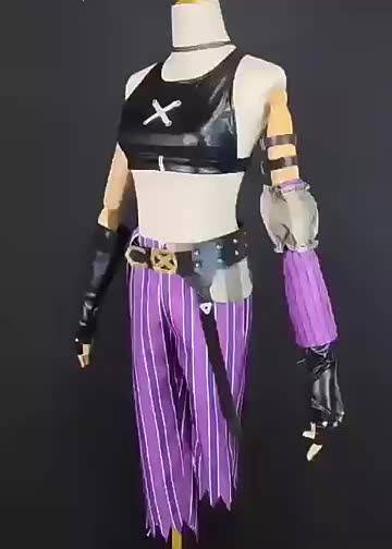 JINN Arcane Jinx Cosplay Jogo LOL pow-Mulheres Sexy Festa Top Calças ...