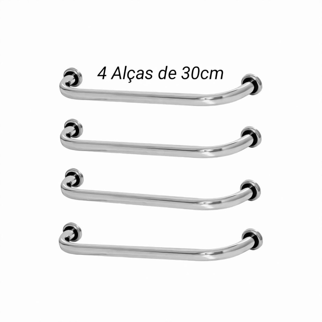 Kit 4 Barras de Apoio 30cm Alumínio Polido banheiro corredor ABNT ...