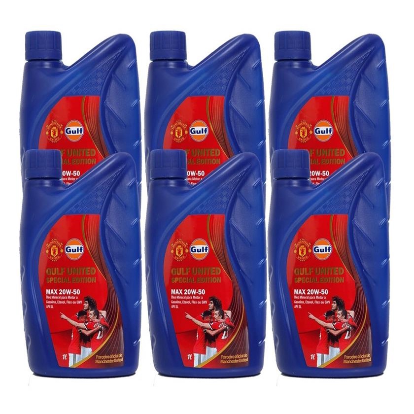 Kit 6 litros Gulf Max 20w50 Mineral Api Sl | Shopee Brasil