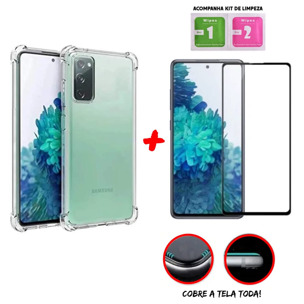 Kit Capinha Transparente Anti-Impacto Para Samsung Galaxy S20 Fe + Película 3D de Vidro ...