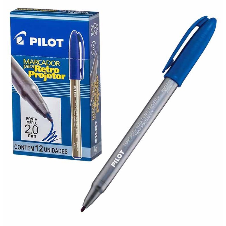 Caneta Permanente para CD/DVD 2.0 mm Azul | 12 Unidades | Pilot | Shopee Brasil