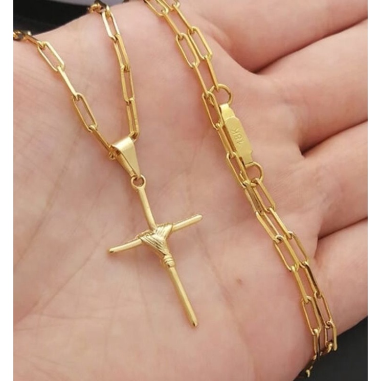 Corrente Cadeado Alongado 70cm 3mm Fecho Gaveta Banhada A Ouro 18k
