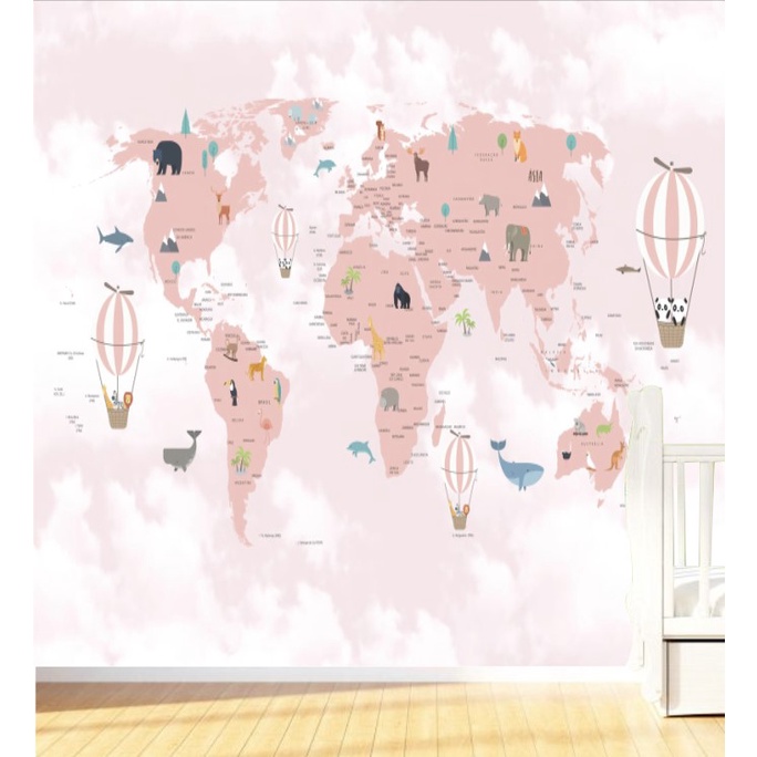 Papel de parede Mapa Mundi Rosa baby | Shopee Brasil