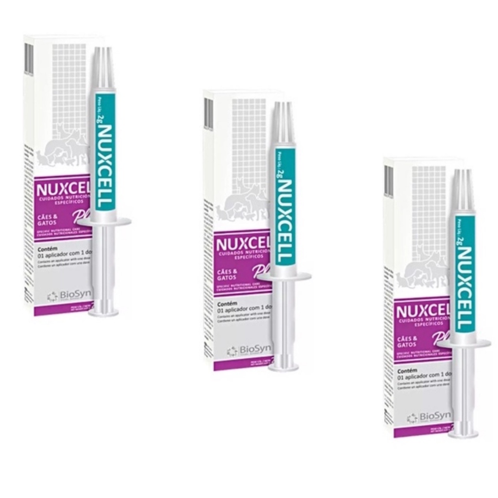 Combo 3 Nuxcell Plus Suplemento para Caes e Gatos Biosyn 2g cada ...