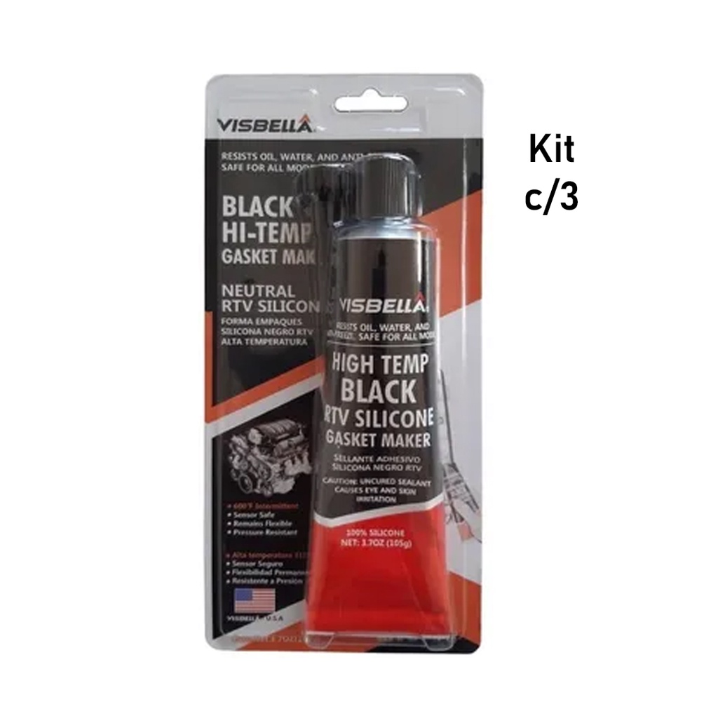 Selante para Motor Neutro Black Alta Temperatura (Kit com 3) - Visbella | Shopee Brasil