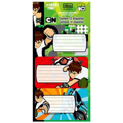 Etiqueta Adesiva Escolar Ben10 pacote c/12 etiquetas 100x210mm ...