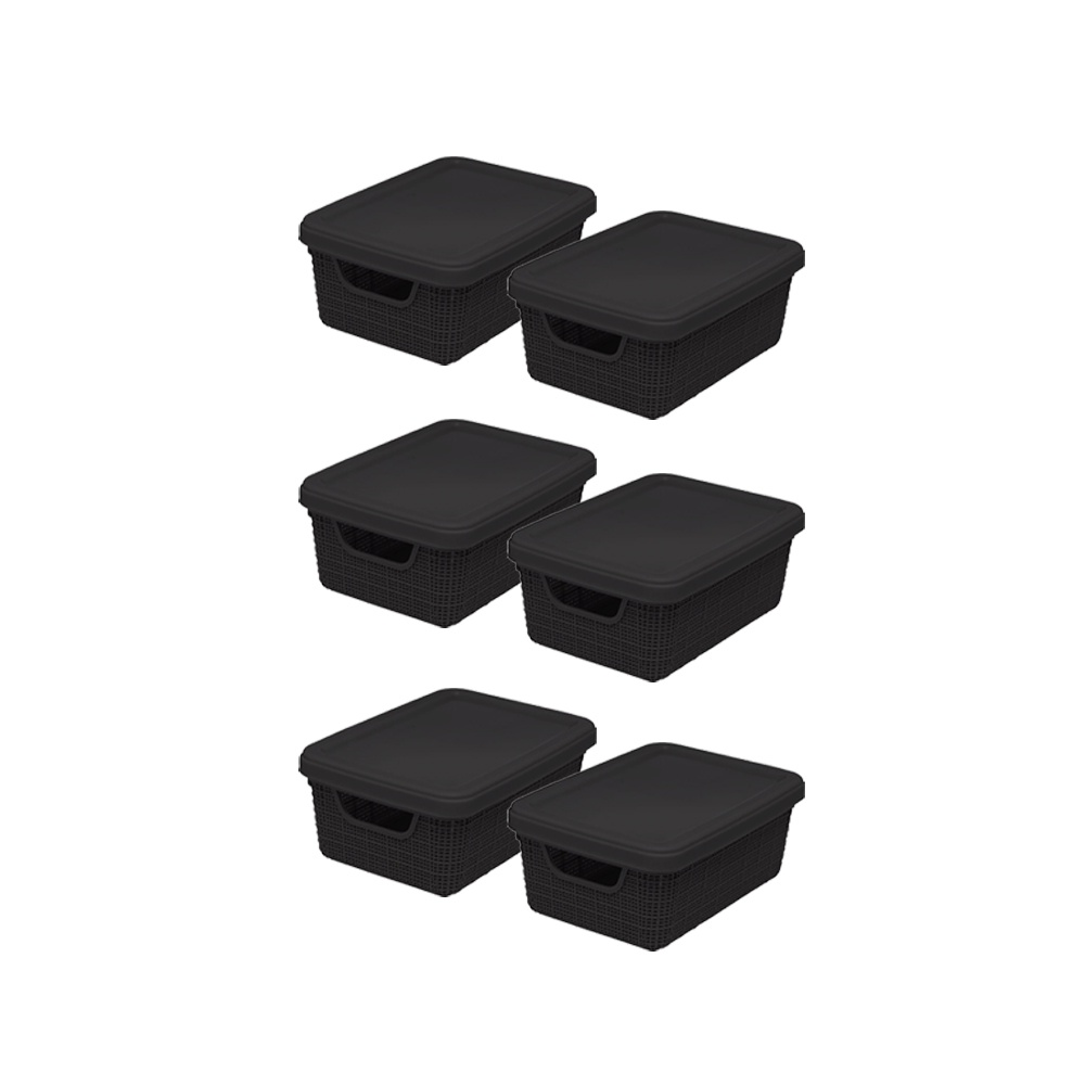Conjunto Caixa Organizadora com Tampa Juta com 6 Peças Pequena 15x20x8 ...