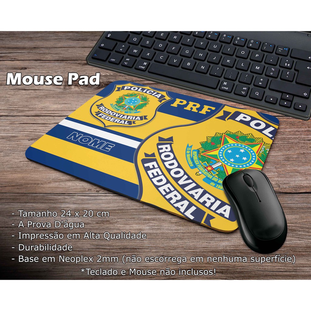 Mouse Pad Polícia Rodoviária Federal Com Seu Nome 2 Brasões | Shopee Brasil