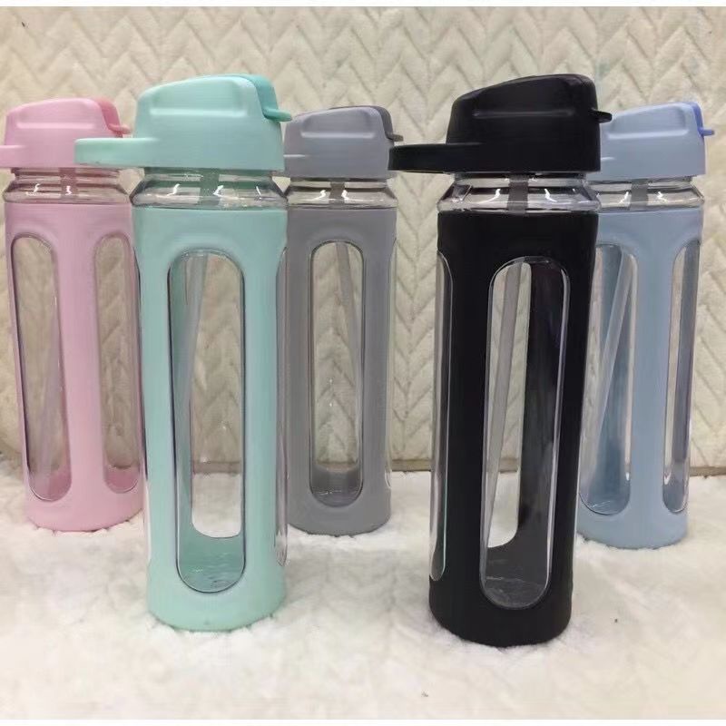 Garrafa de Agua squeeze plástico com canudo dobrável e Bico 650ML ...