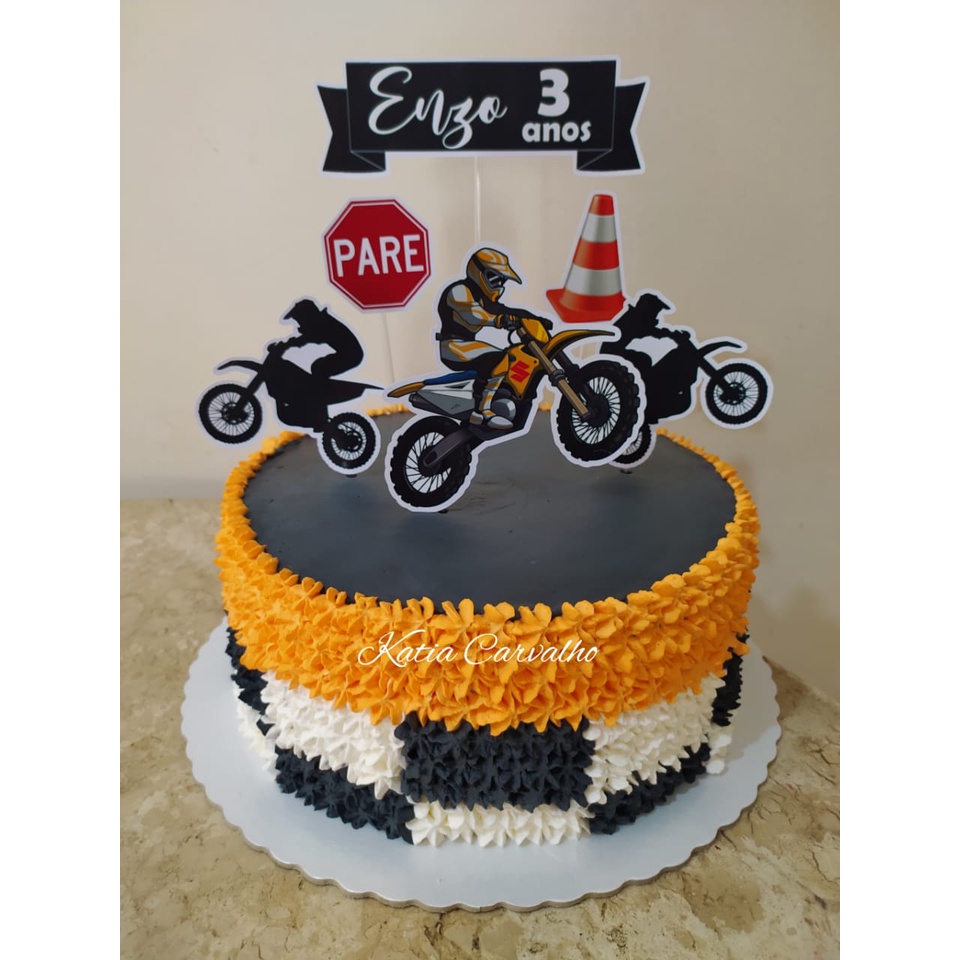 Topo De Bolo Moto Motoqueiro Motocross | Shopee Brasil