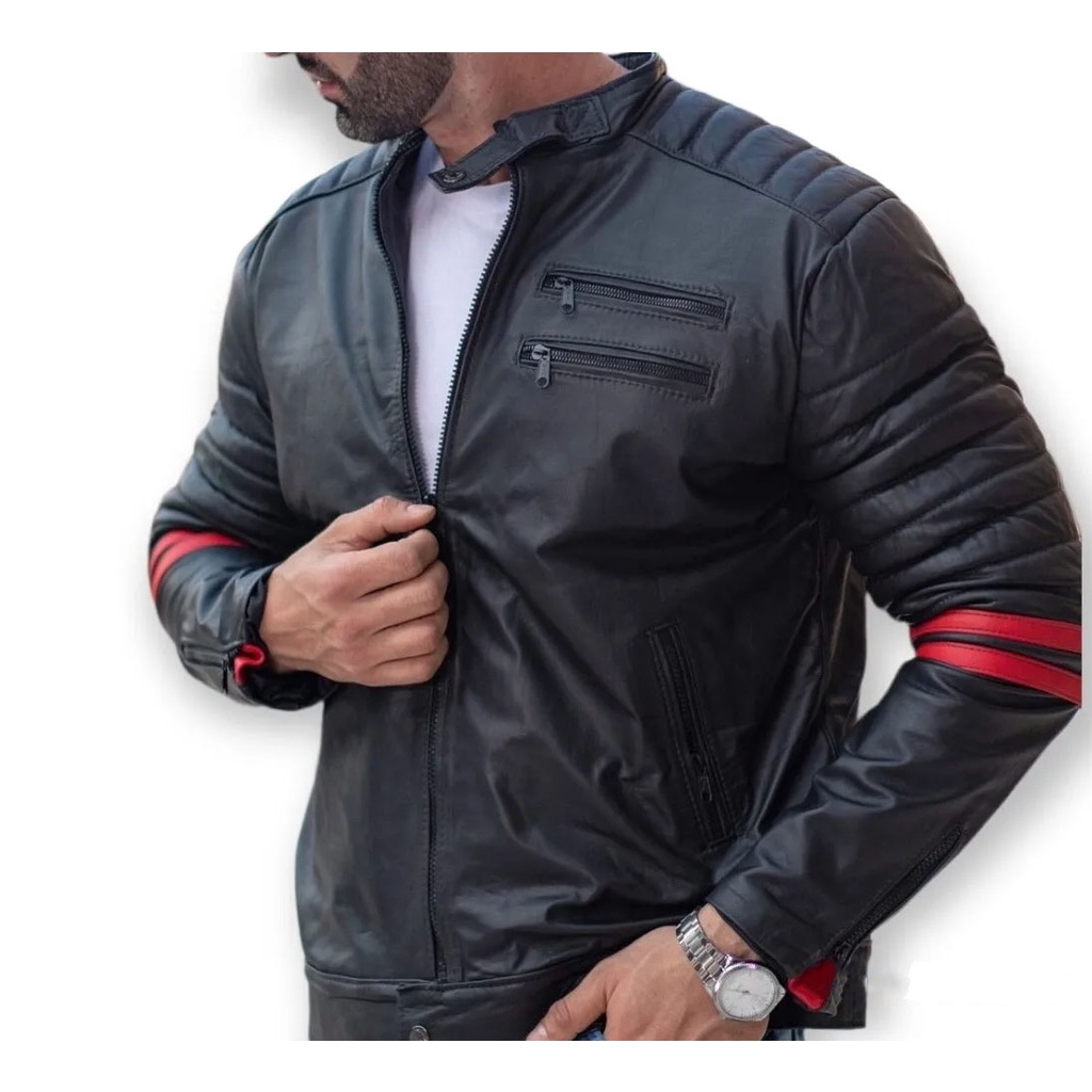Jaqueta de couro legítimo motoqueiro, motociclista Blitz forrada com ...