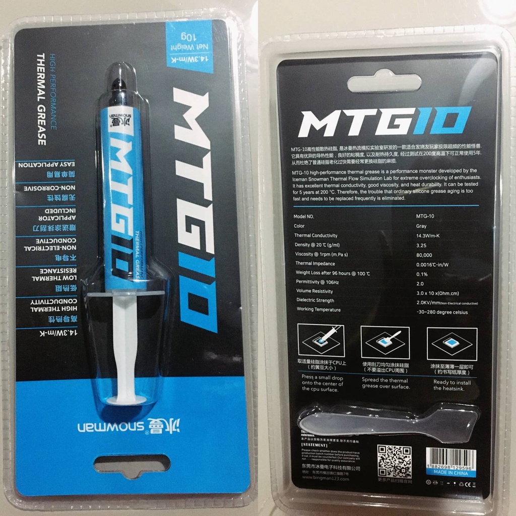 Pasta Térmica Snowman MTG10 10g com Espátula - Condutividade Térmica 14 ...