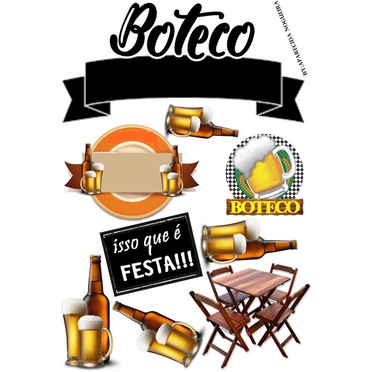 Topo Bolo BOTECO 51 Cortado Colado ENVIO IMEDIATO Personalizado ...
