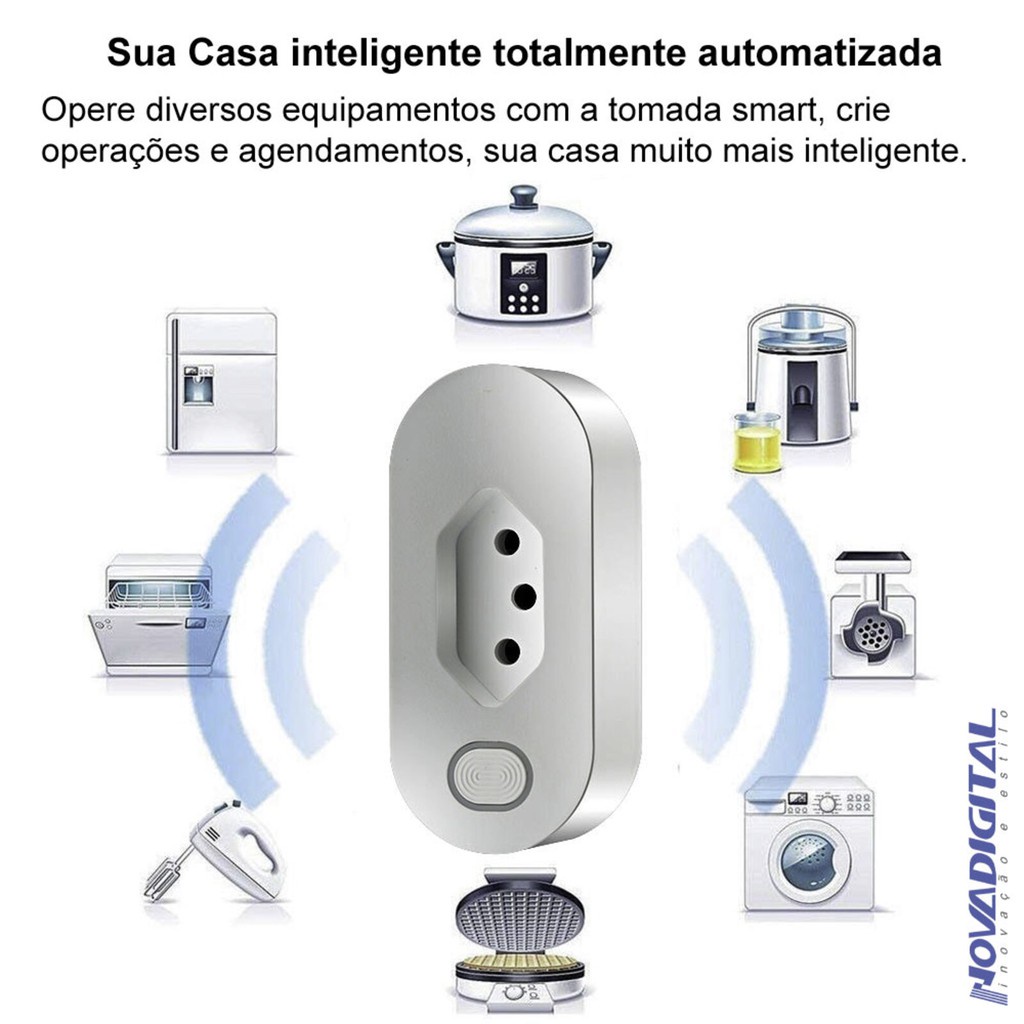 Tomada Inteligente Nova Digital WIFI Smart Home 16A com Monitoramento ...