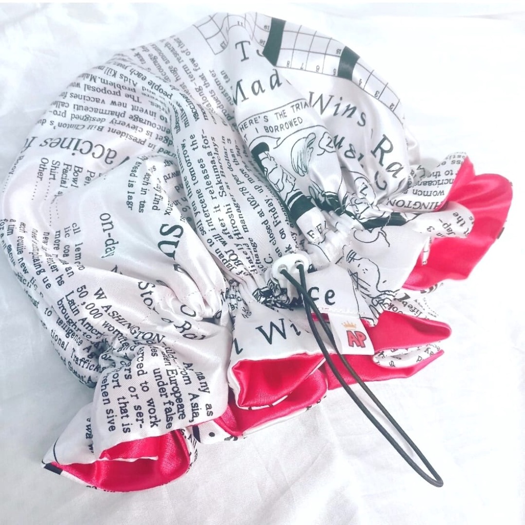 Touca de cetim premium anti frizz dupla face ajustavél newspaper ...