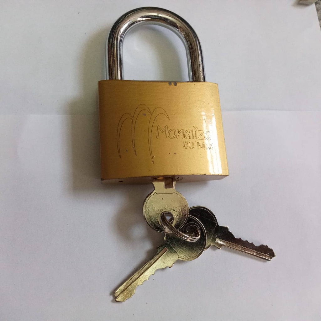 CADEADO MONALIZA GRANDE 60 mm COM 3 CHAVES | Shopee Brasil